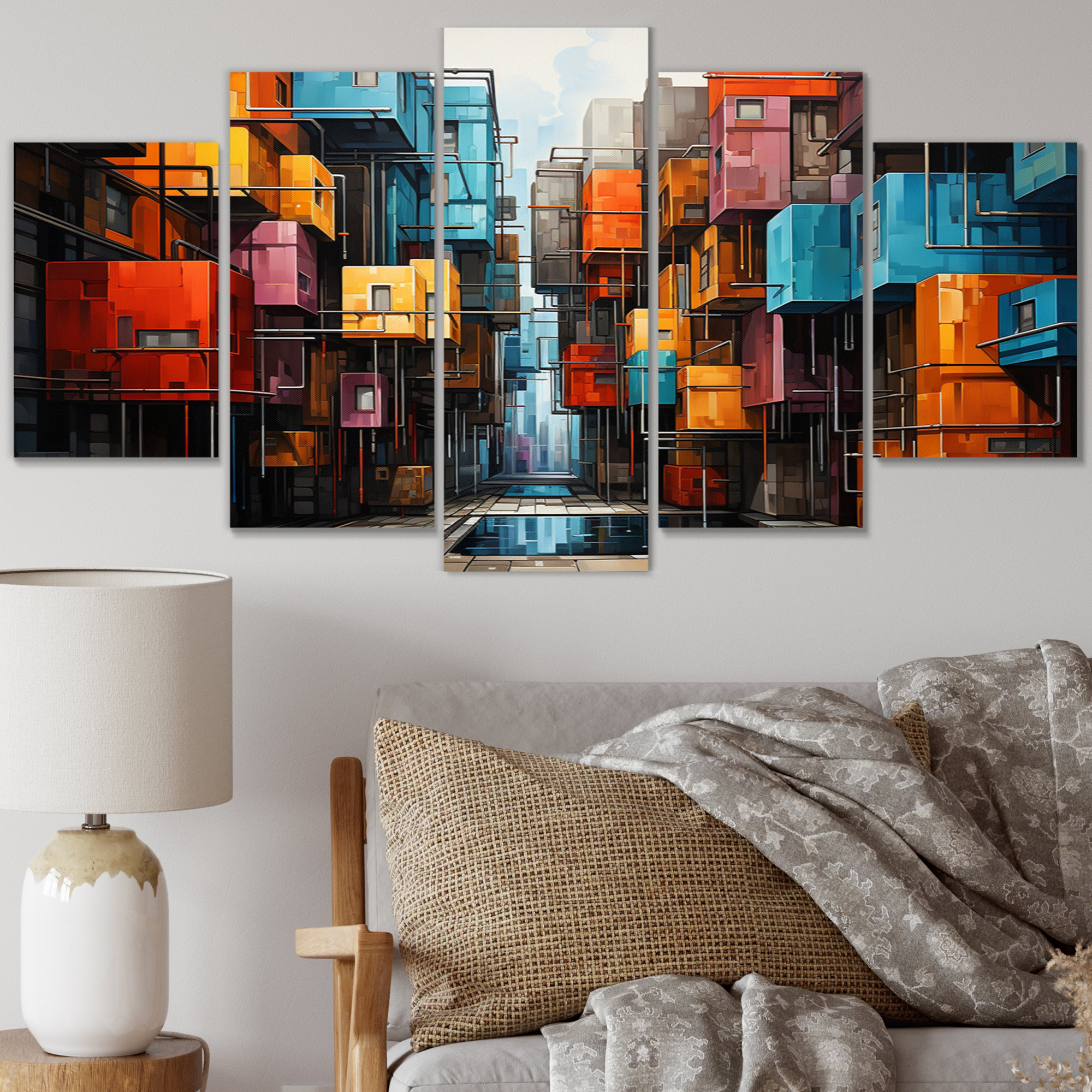Wrought Studio Hardedge Art Contrasting Chroma - Modern Wall Decor - 5 Panels - Wayfair Canada